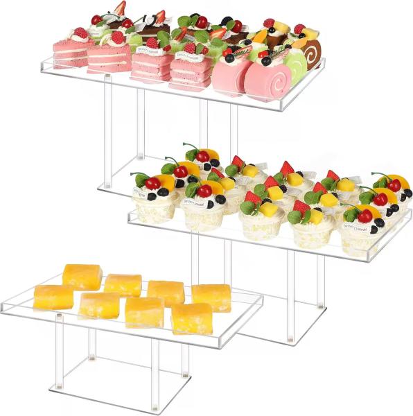 Quality Assembled Design Acrylic Cake Stand Buffer Table Riser Food Serving Custom for sale