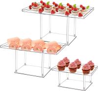 China Assembled Design Acrylic Cake Stand Buffer Table Riser Food Serving Custom Printing for sale