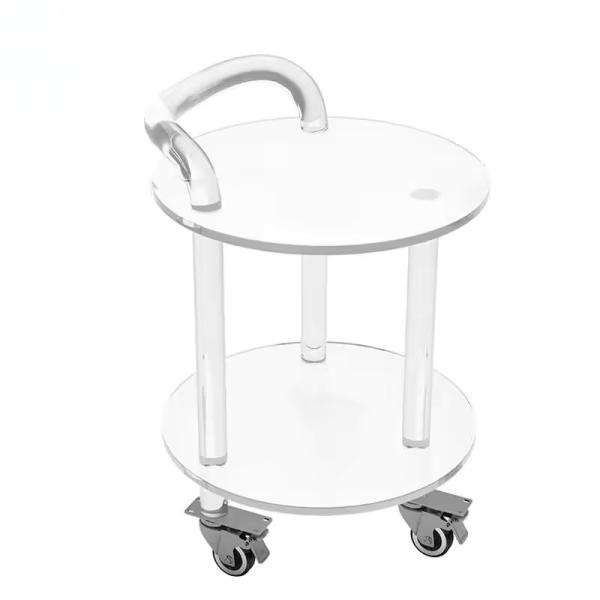 Quality Clear Assembled Acrylic Rolling Cart With Wheels For Dinning Room Bedroom storage for sale