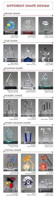 China Duidelijk plexiglas nummer Acryl Award Block Custom Printing Voor bedrijfsbijeenkomsten Te koop