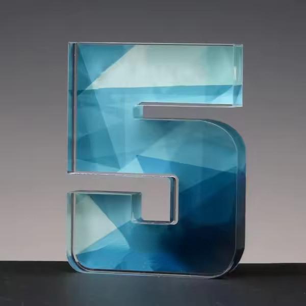 Quality Modern Design Clear Acrylic Number Trophy for Employee Recognition 25 years for sale