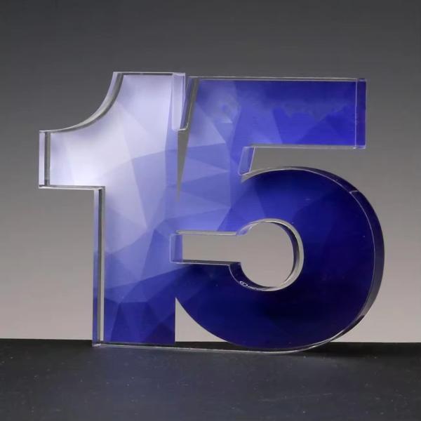 Quality Modern Design Clear Acrylic Number Trophy for Employee Recognition 25 years for sale