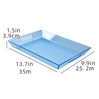 China Custom Blue Acrylic Serving Tray Lucite Fruit Tray Modern Style Polished Rectangular for sale
