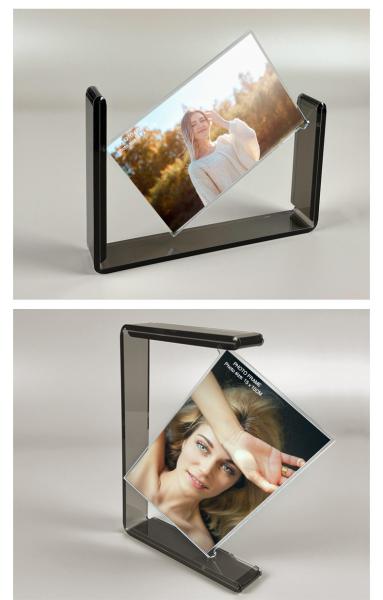 Quality 4 ''X 6'' Stylish Acrylic Photo Frame with Stand Plexiglas Spinning Frame Double for sale