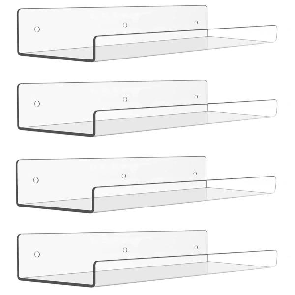 Quality Wall Mounted 30cm Acrylic Shelf Bracket U Shaped Acrylic Book Holder Handmade for sale