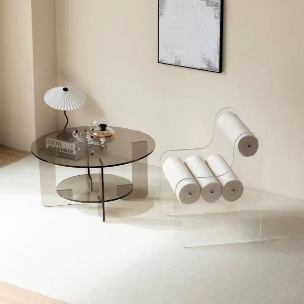 Quality Minimalist Assembled Custom Acrylic Furniture Acrylic Makeup Chair With Cushion for sale