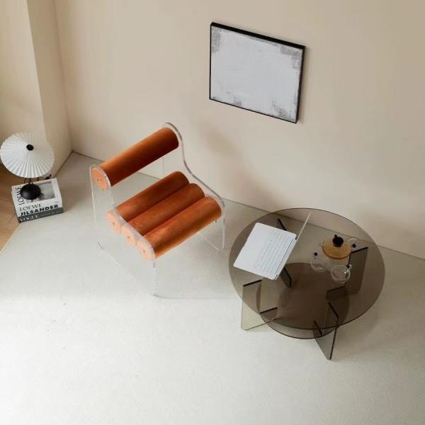 Quality Minimalist Assembled Custom Acrylic Furniture Acrylic Makeup Chair With Cushion for sale
