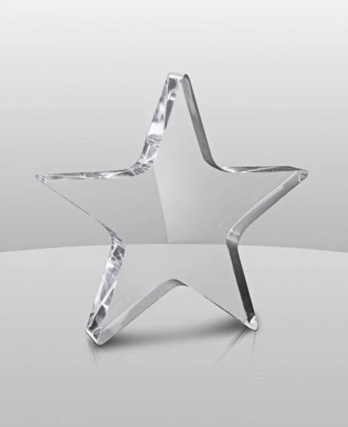 Quality 6'' H Clear Star Shape Acrylic Trophy With Base , Acrylic Star Award Custom Logo for sale