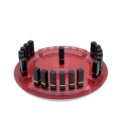 China Round Rotating Acrylic Lipsticks Display Stand Holder For Cosmetics Brands for sale