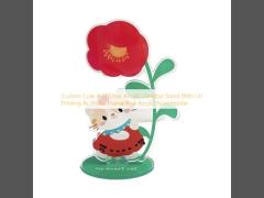 Op maat gemaakt schattig en helder Acryl Desktop Stand met UV Printing als fotoraam en Acryl Note Holder
