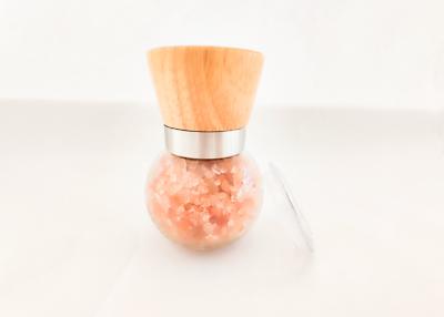 China Ronde glazen fles met houten deksel en keramische kern Roze zoutmolen Te koop