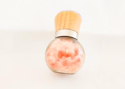 China Ronde glazen fles met houten deksel en keramische kern Roze zoutmolen Te koop