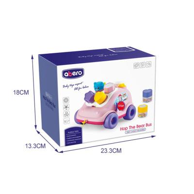 Китай Matching Blocks Funny Cartoon Bear Bus Car For Baby Matching Building Block Toys Color Puzzle Block Match Model For Kids продается