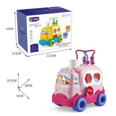 Китай Matching Blocks Funny Cartoon School Bus With Healthy Educational Toy Plastic Blocks Puzzle Color Shape Match Block For Baby продается