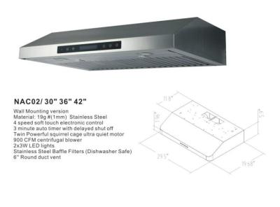 China under cabinet rang hood in touch control with remote control and baffle filer in ETL standard for sale