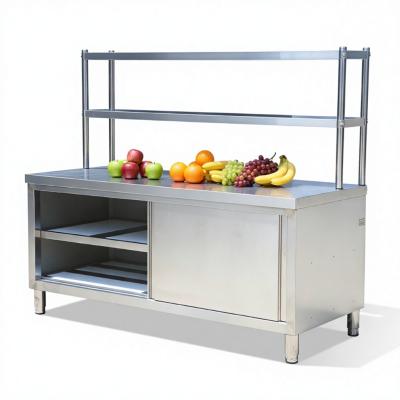 China Stainless Steel Workbench with 500 kg/㎡ Load Capacity and Sliding Door Design for Commercial Kitchen Storage for sale