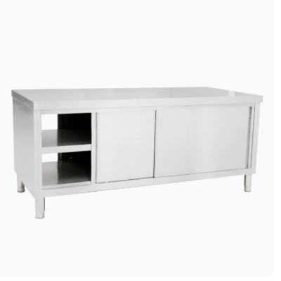 China Commercial Stainless Steel Workbench with Thickened Steel Sliding Door Design and Customizable Size for sale