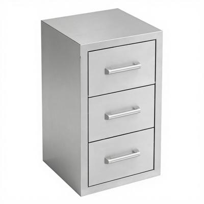 China 304 Stainless Steel Outdoor Kitchen Drawer with Triple Storage Drawers and Sliding Rail Design for sale
