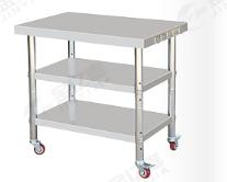 China Commercial stainless steel trolleys with height adjustable legs thickened panels and three tier design for professional kitchen for sale