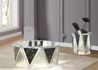 China JSF565 Octagonal Top Coffee Table with Triangular Base and Crystal Inserts for sale