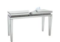 China Narrow Mirrored Console Table with Diamond Gems and MDF Construction for sale