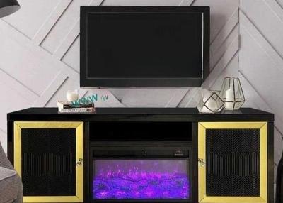 China DT005 Luxury Glass Electric Fireplace TV Stand with High-Definition Tempered Glass and Remote-Controlled Heater for sale