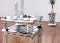 China JS-CT12 Mirrored Block Coffee Table with Brown Tinted Mirror and Marble Patchwork Inlay in Rectangular Block Structure for sale