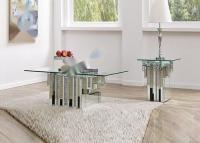 China JS-CT12 Mirrored Block Coffee Table with Brown Tinted Mirror and Marble Patchwork Inlay in Rectangular Block Structure for sale