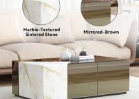 China JS-CT12 Mirrored Block Coffee Table with Brown Tinted Mirror and Marble Patchwork Inlay in Rectangular Block Structure for sale