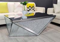 China JS-CT12 Mirrored Block Coffee Table with Brown Tinted Mirror and Marble Patchwork Inlay in Rectangular Block Structure for sale