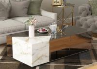 China JS-CT12 Mirrored Block Coffee Table with Brown Tinted Mirror and Marble Patchwork Inlay in Rectangular Block Structure for sale