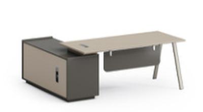 China DOMI Beige Luxury Executive Office Furniture Private Office Rooms Soft-Close Drawers Silver Handles for sale