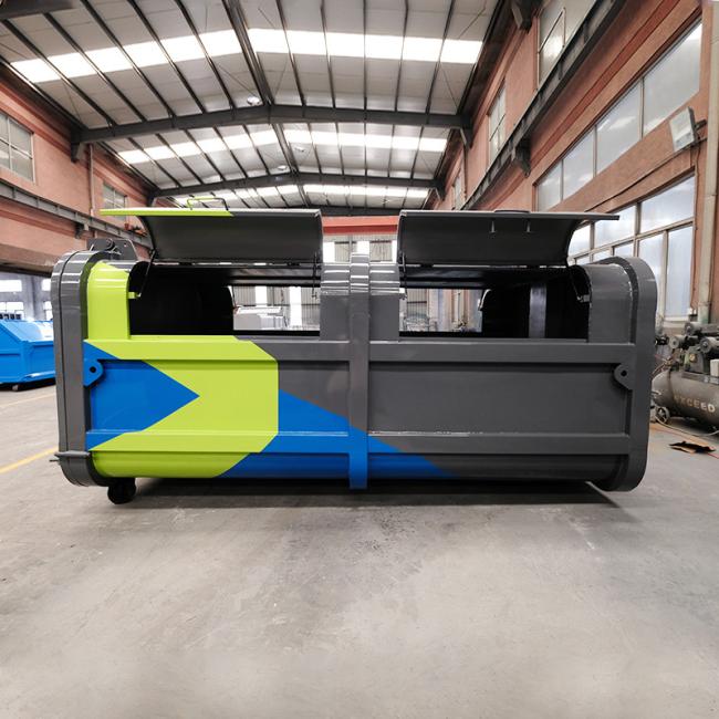 Large garbage container front view showing structural details