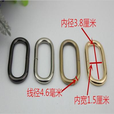 China Durable high quality handbag metal 38 mm iron wire oval ring for webbing for sale