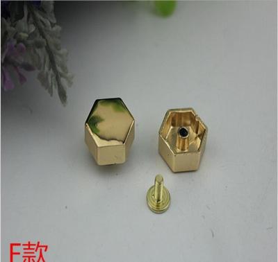 China High plating cheap light gold small 16 mm flat shape hexagon metal rivets for handbags for sale