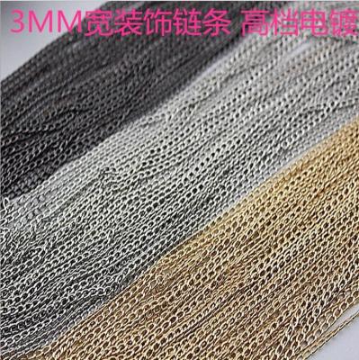 China Cheaper iron material 3 mm width gold adjustable metal bag accessories metal chain for handbags for sale