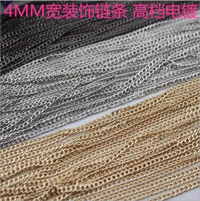 China DIY fashion shiny gold / nickel / gunmetal color 4 mm width iron metal luxury chain bag for sale
