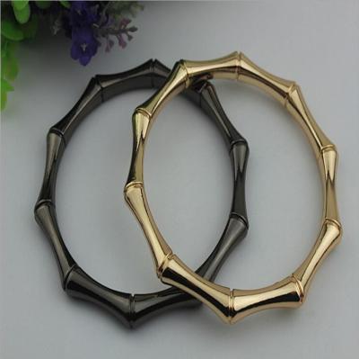 China Wholesale custom accessories zinc alloy bamboo shape gunmetal & gold 90 mm metal genuine leather bag handle pull for sale