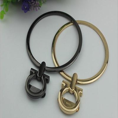 China Custom fashion bag accessories metal parts zinc alloy round shape handbag handle hardware for leather for sale