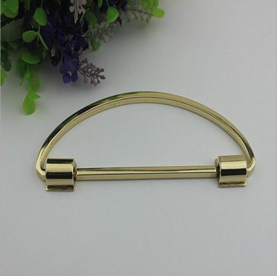 China OEM Guangzhou 160 mm length light gold leather bag hardware d ring shape handbag metal handle for sale