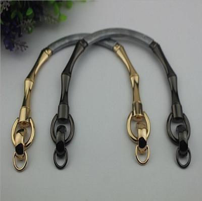 China 2018 new design bamboo style zinc alloy light gold leather handbag handle for sale