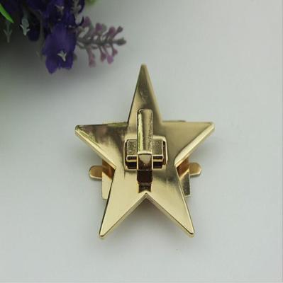 China NEW arrival light gold metal pentagram type handbag hardware metal turn lock for sale