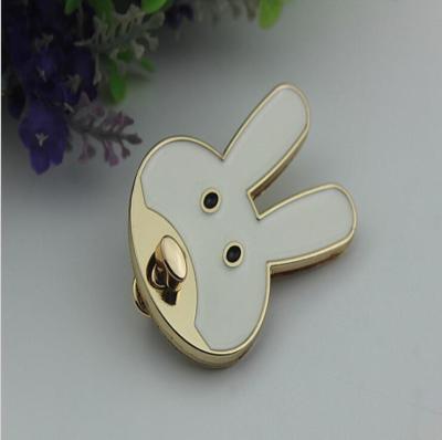 China Customized drip glue craft cute rabbit decoration light gold metal purse lock for sale