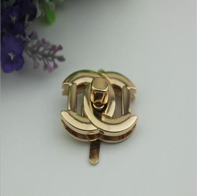China High end design brand metal light gold color bag twist turn locks for sale