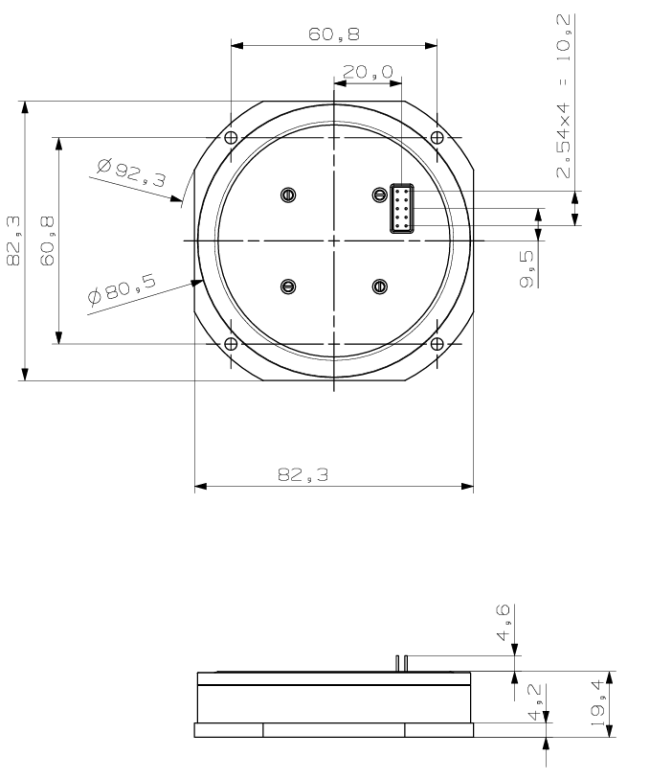 MFOG-910 Fiber Optic Gyroscope dimensions diagram