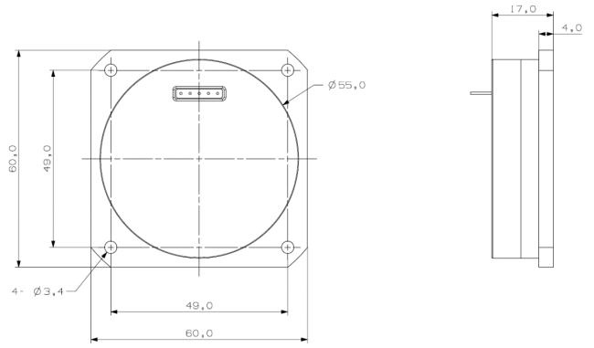 MFOG-103 Fiber Optic Gyroscope installation surface diagram