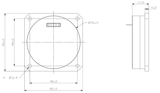 MFOG-103 gyroscope dimensions and installation interface diagram