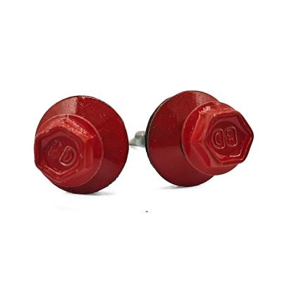 China Red Baked Paint Hex Flange Head Self-Drilling Screw with Waterproof EPDM Washer for M6/M8/M10 Roofing Applications for sale