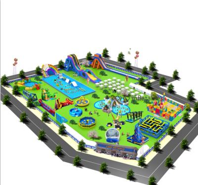 China Summer Ground Water Park Frame Pool Inflatable Water Park On Land OH1-503 Te koop