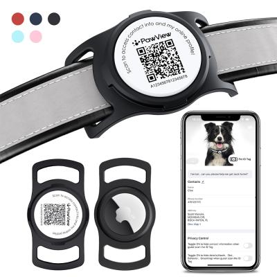 China Pawview AirTag Holder Silicone Dog Collar with QR Tracker for sale